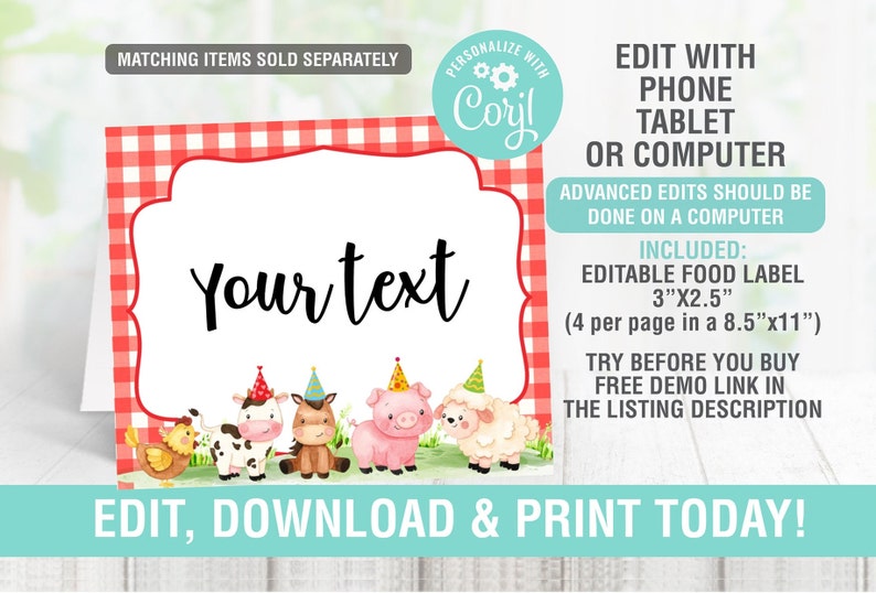 FARM Water Bottle Labels EDITABLE Farm Theme Birthday Party - Etsy