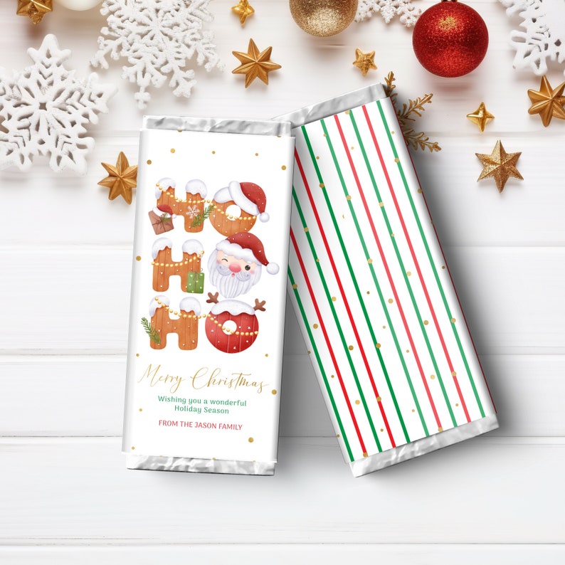 Editable Christmas Candy Bar Wrapper Template, Christmas Chocolate ...