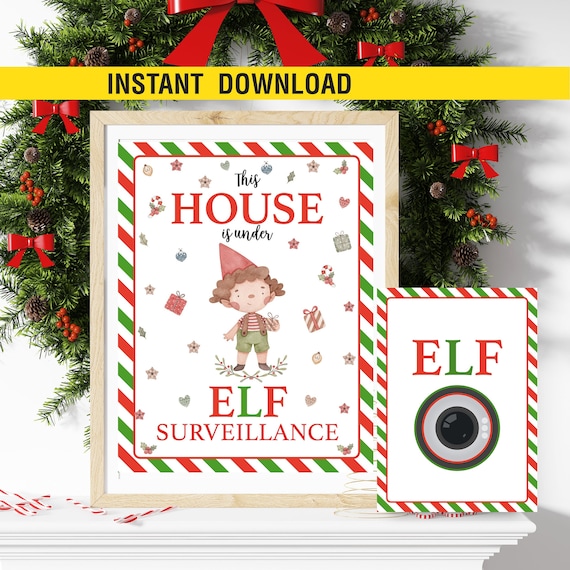 This House Is Under Elf Surveillance Sign Printable, Elf Cam Sign, Elf ...