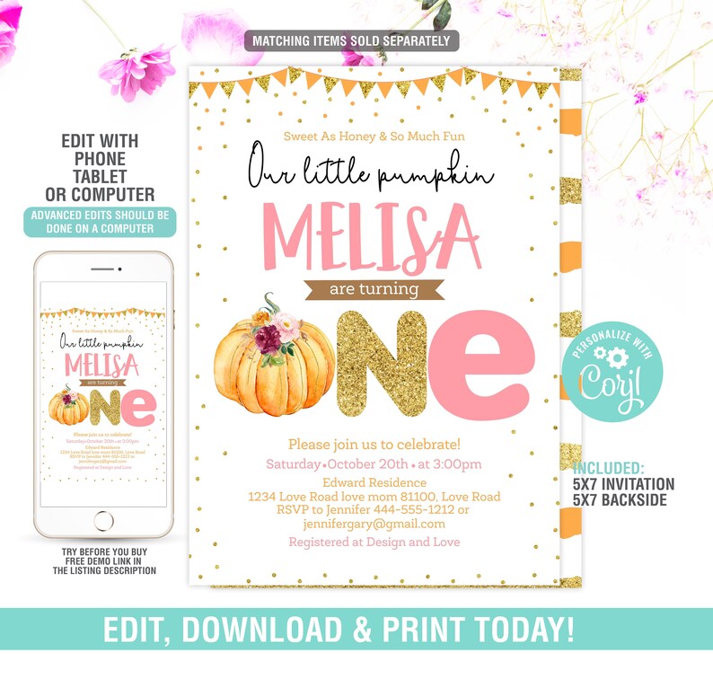 Pumpkin Welcome Sign Editable Our Little Pumpkin First | Etsy