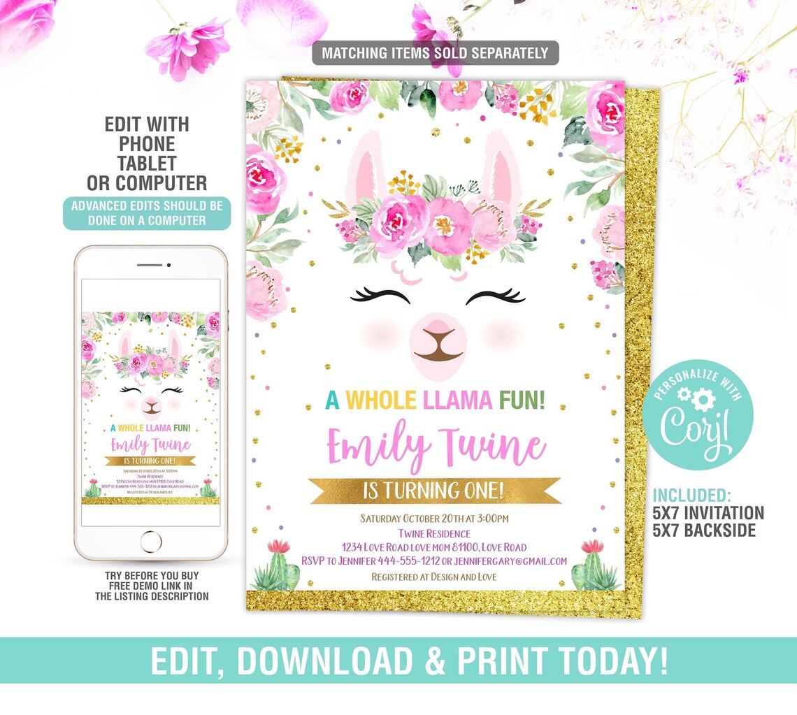 Llama Favor Tag EDITABLE Llama Tagsthank You Favor Tags | Etsy