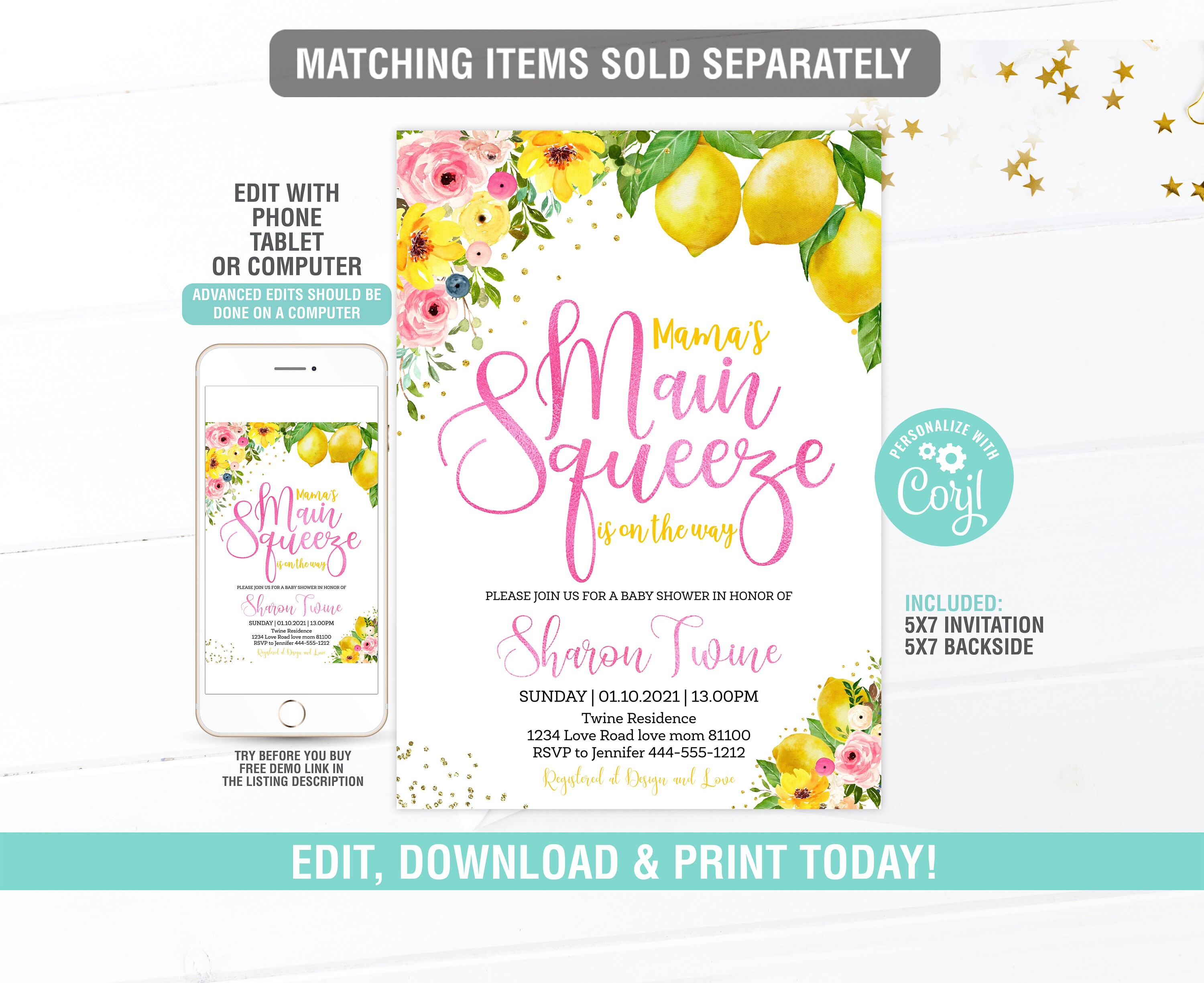 Candy Guessing Game Lemon Sign Lemon Baby Shower Sign and - Etsy