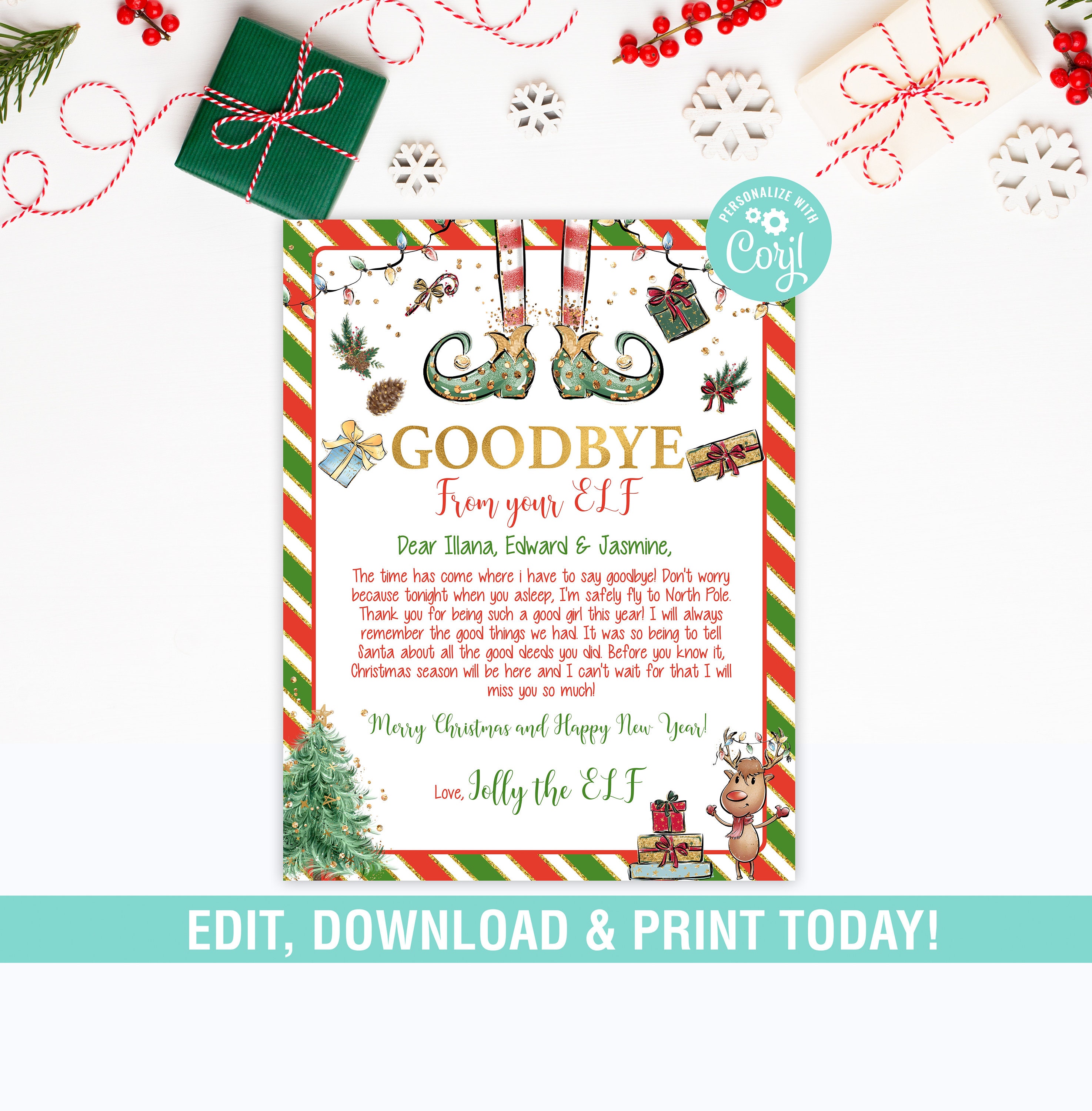 Elf Arrival Letter, Good Bye Letter Editable,christmas Hello From Your ...