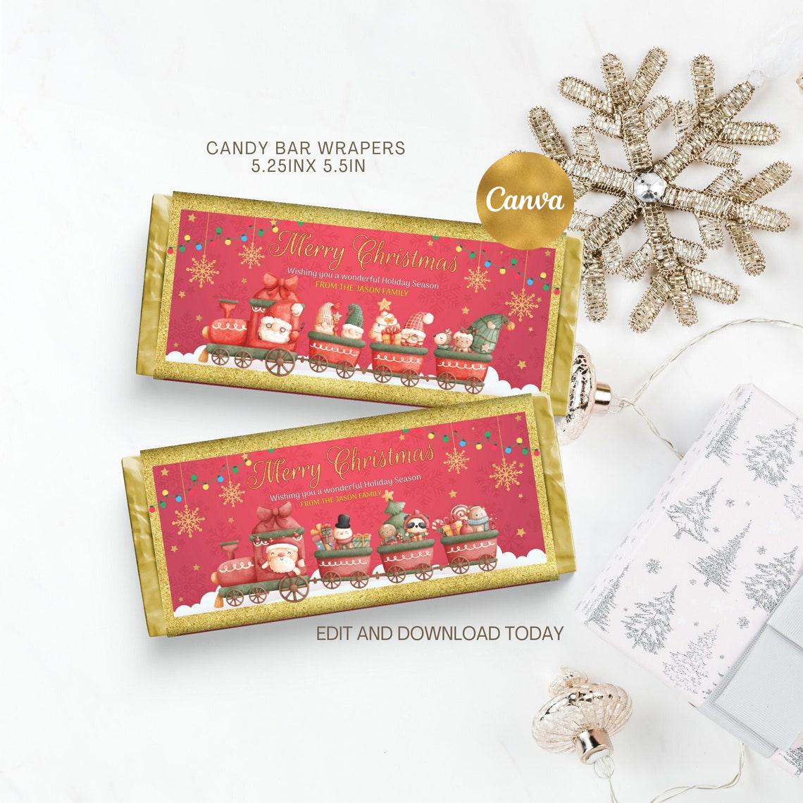 Editable Christmas Candy Bar Wrapper Template, Christmas Chocolate ...