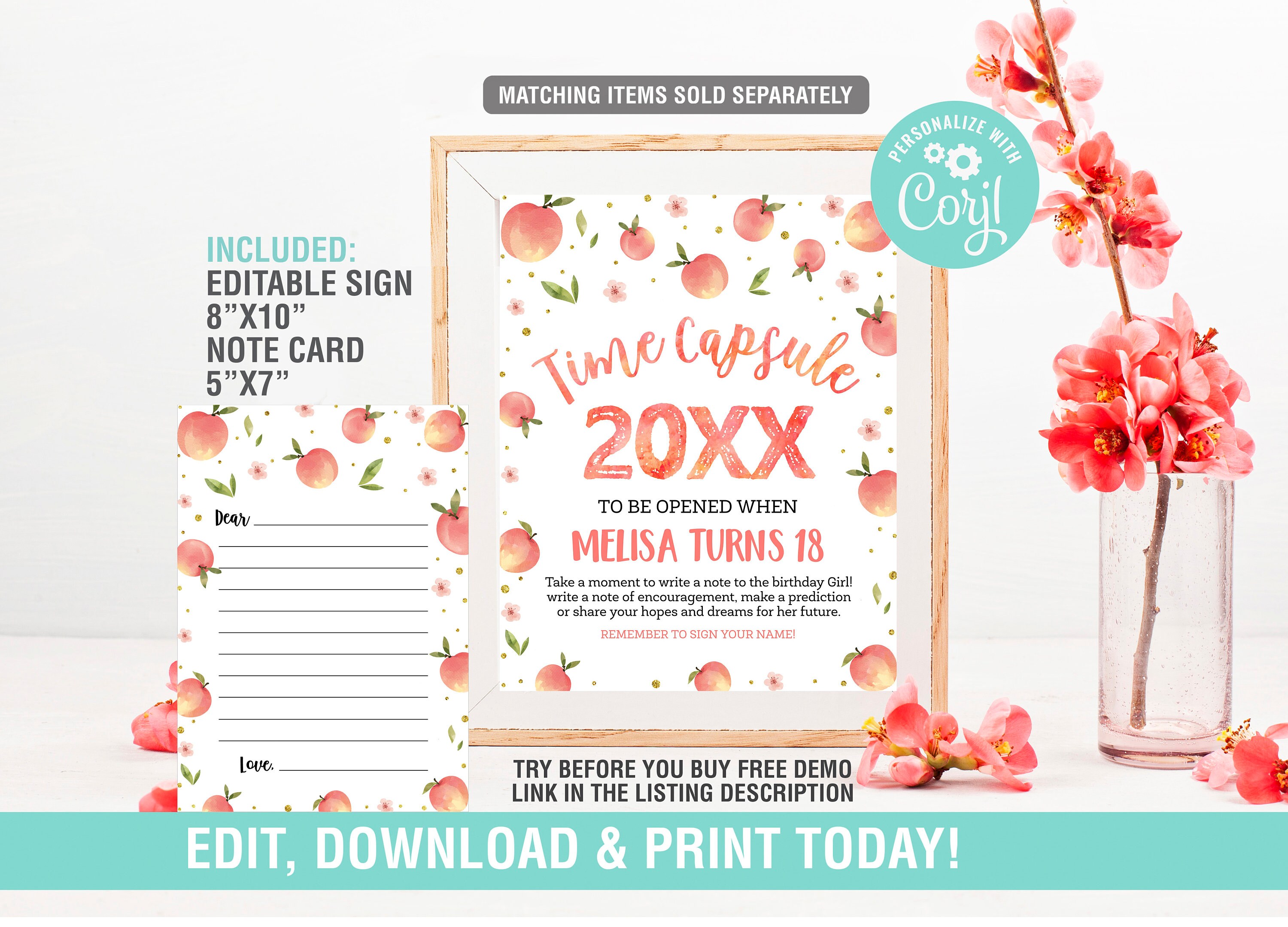 Peach Time Capsule Editablesweet as a Peach Time Capsule - Etsy