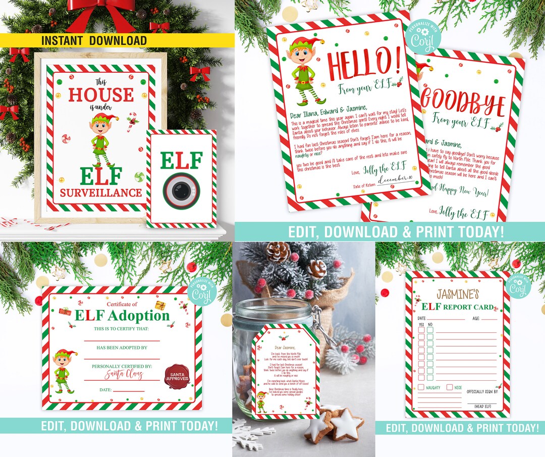 Editable Elf Activity Kit, Elf Surveillance Sign, Elf Cam, Elf Adoption ...