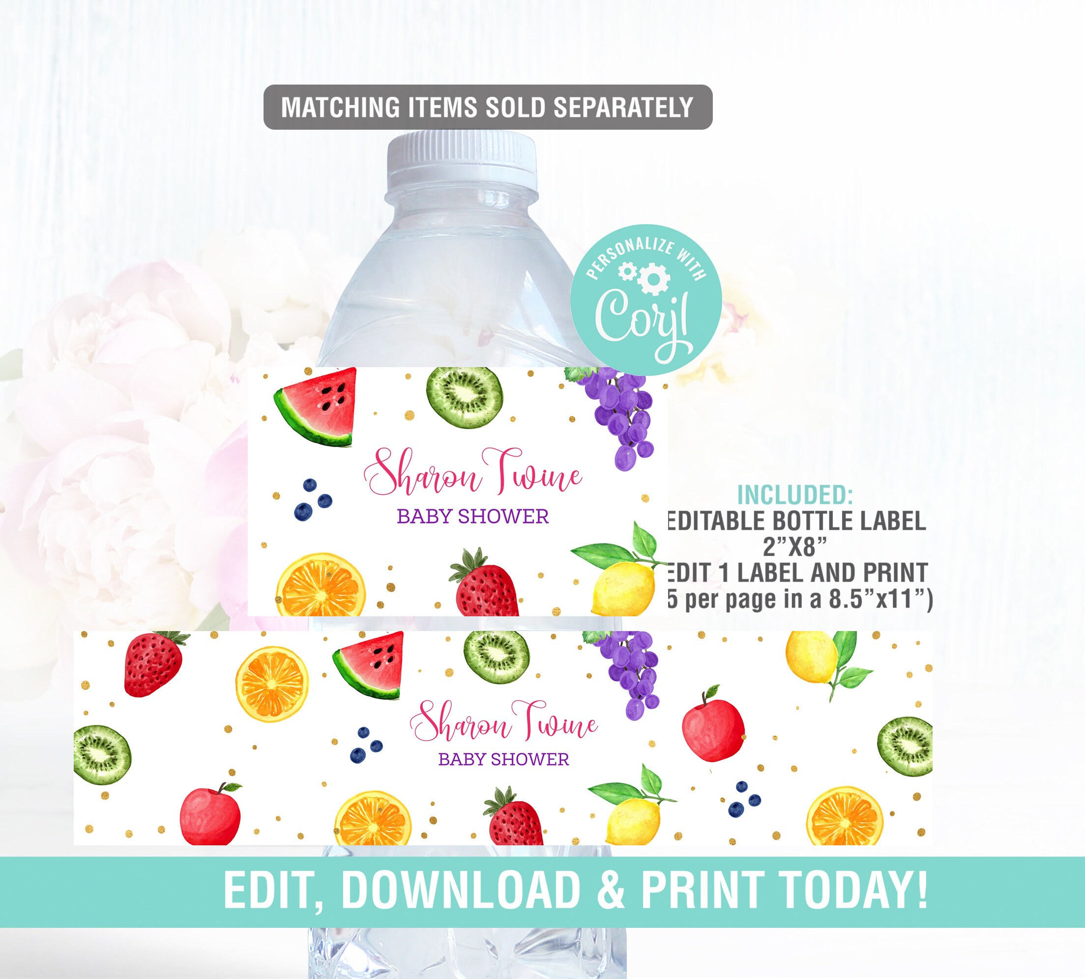 Fruit Favor Tags EDITABLE, Thank You Tags, Summer Fruit Thank You Tags ...