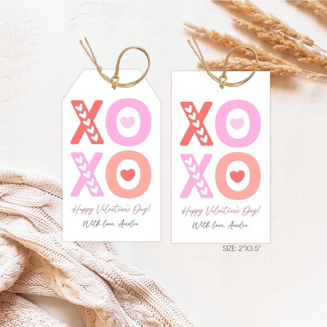 XOXO Valentine’s Day Gift Tag Template Editable, Valentine Xoxo Favor ...