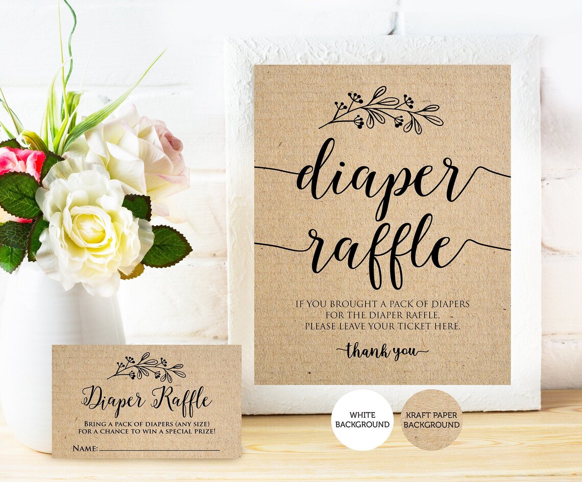 Diaper Raffle Setrustic Diaper Signdiaper Raffle - Etsy