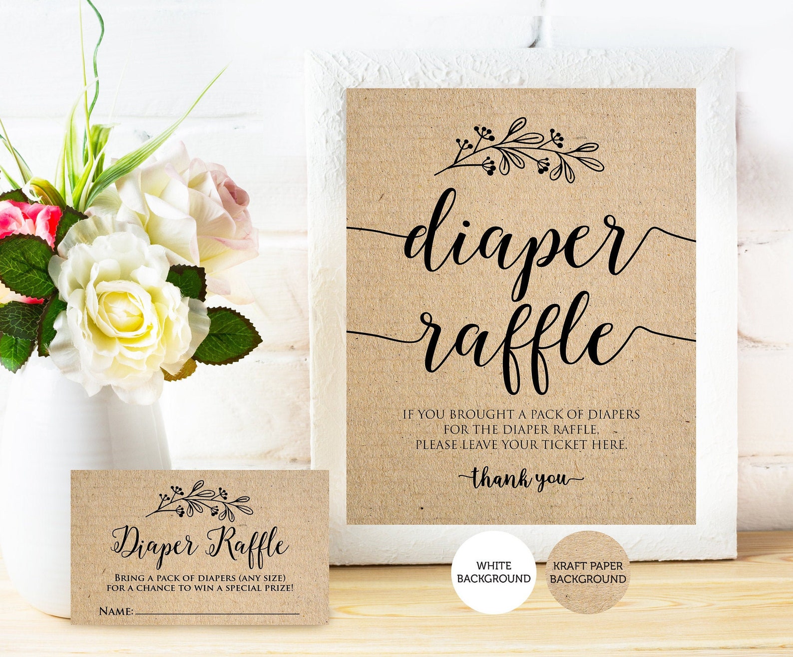 Diaper Raffle Setrustic Diaper Signdiaper Raffle - Etsy