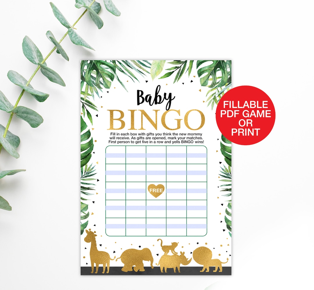 Baby Bingo Cards Safari Baby Shower Game,baby Bingo Game, Virtual Baby ...
