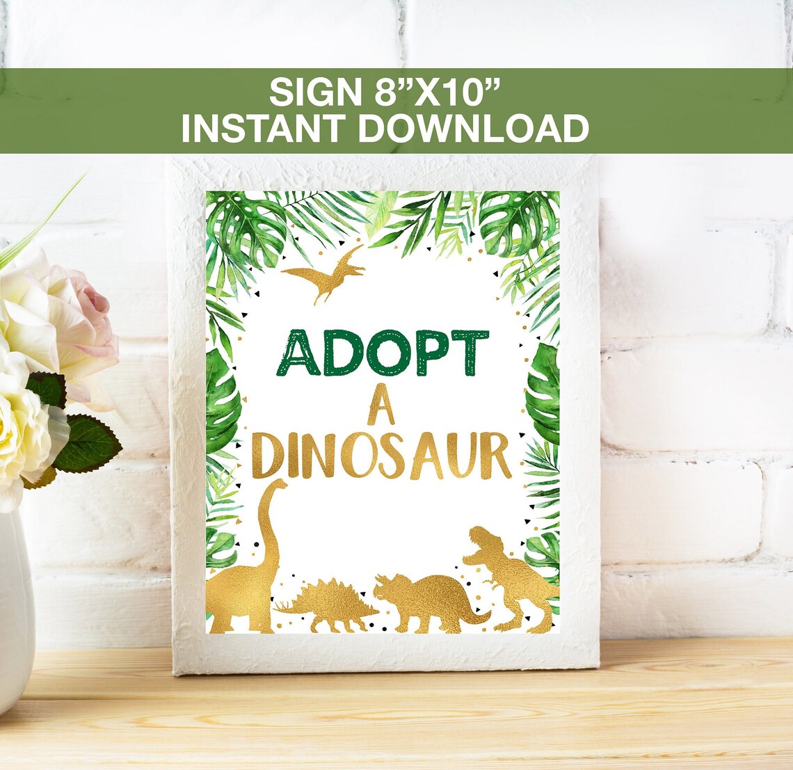 Adopt a Dinosaur Sign Printable Dinosaur Sign Dinosaur - Etsy