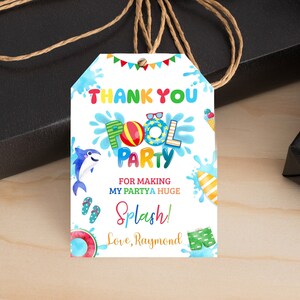 Pool Party Tags, Pool Favor Tag, Pool Party Thank You Tag, Pool Party ...