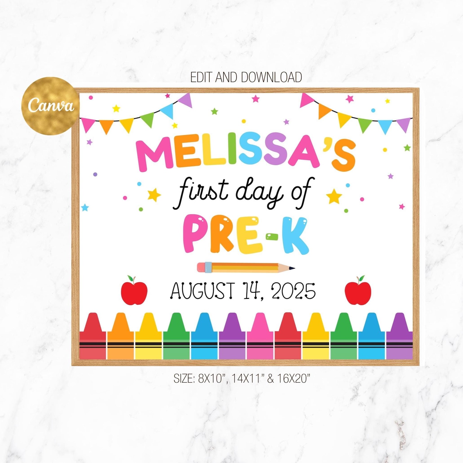 First Day of Pre-k Sign Editable, First Day of School 2025 Sign, Pre-k ...