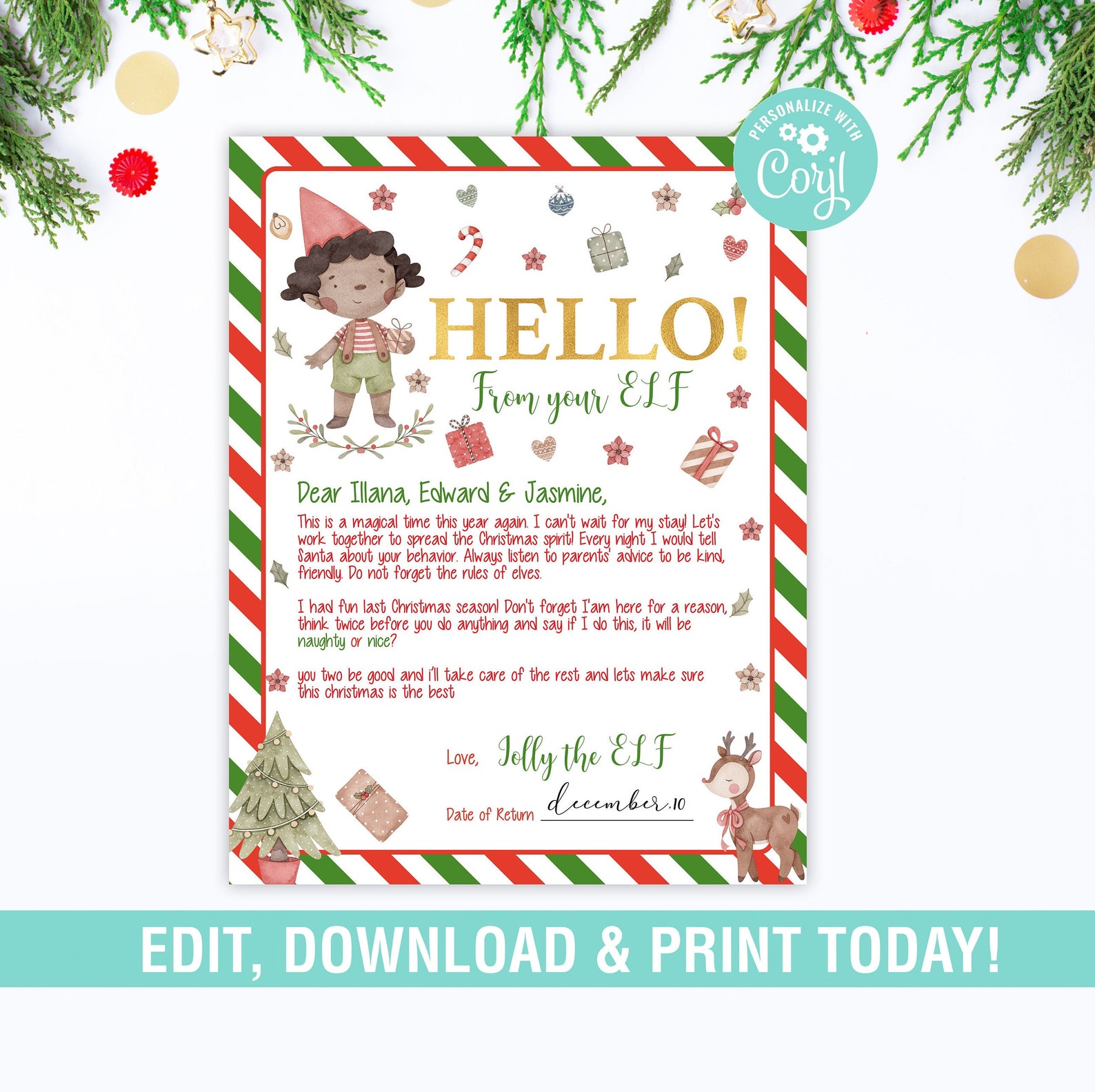 Elf Arrival Lettereditable Printable Elvis Arrival Letter - Etsy