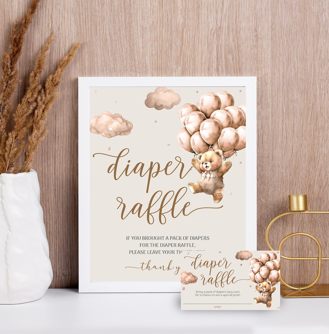 Teddy Bear Diaper Raffle Sign, Bear Diaper Ticket,insert and Sign, We ...