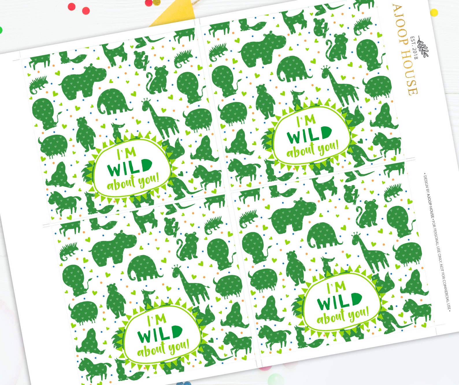 Valentine Treat Bag Toppers PRINTABLE, IM Wild About You Treat Bag ...