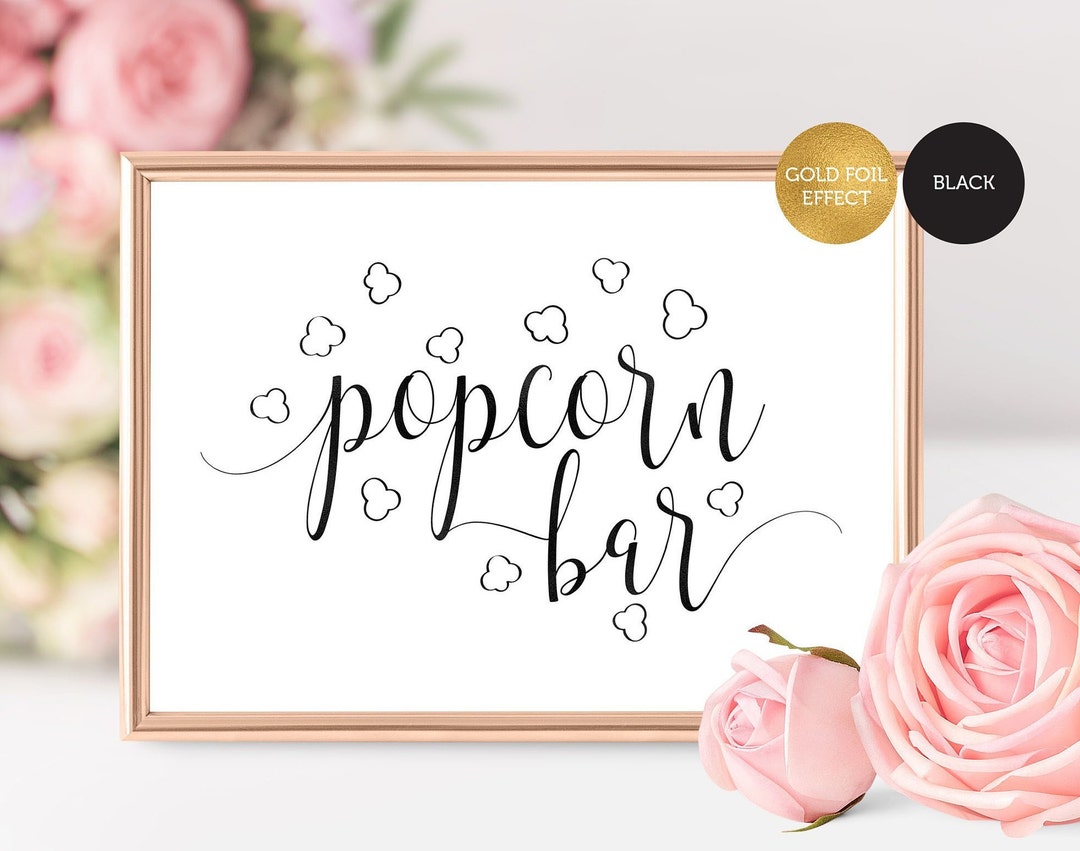 Popcorn Bar Printable, Wedding Popcorn Sign, Wedding Sign,popcorn ...
