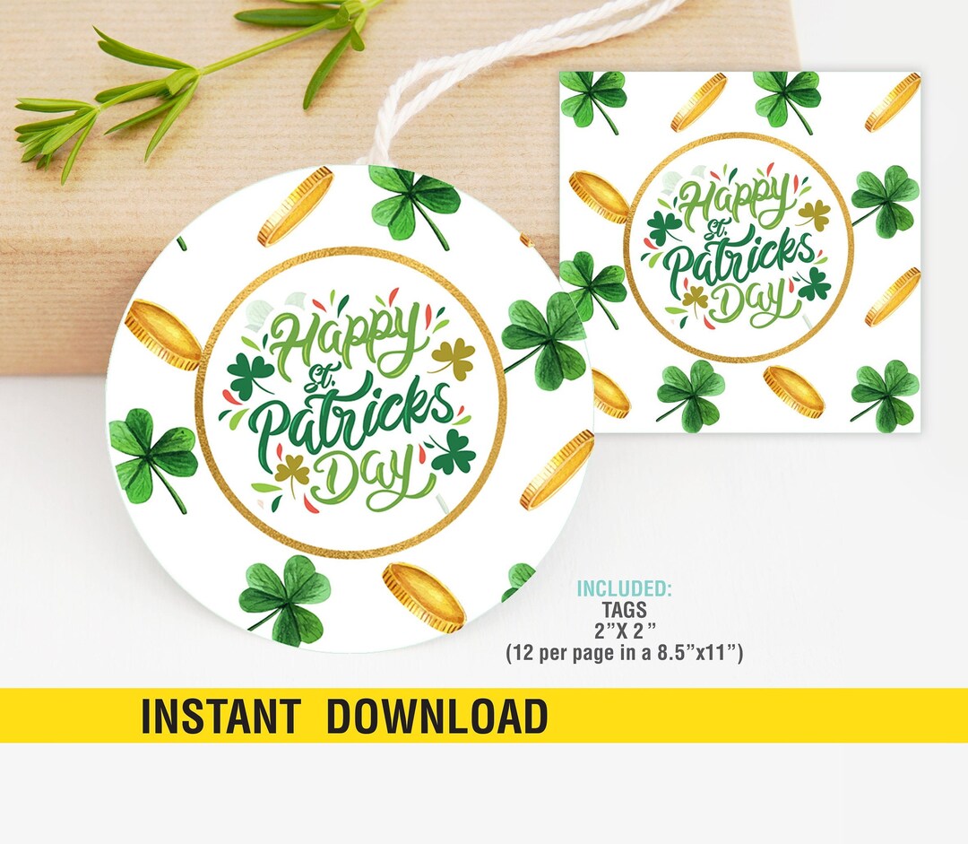 Happy St.patrick Day Tags, Printable Shamrock Gift Tags, Happy St ...