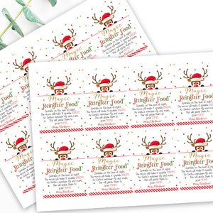Magic Reindeer Food Label Tag Printable, Christmas Gift Tag, Reindeer ...