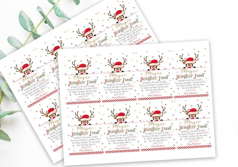 Magic Reindeer Food Label Tag Printable Christmas Gift Tag - Etsy