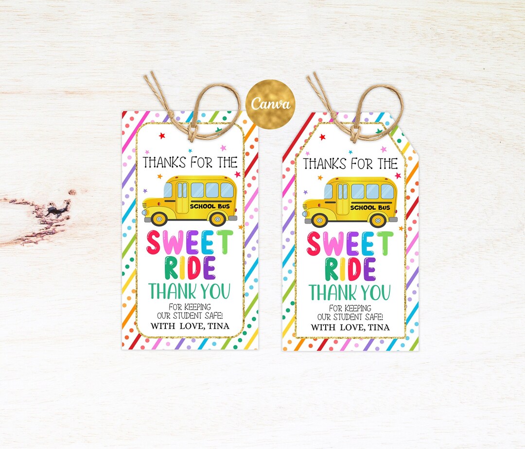 School Bus Driver Appreciation Tag Editable, Awesome Bus Driver Thank ...