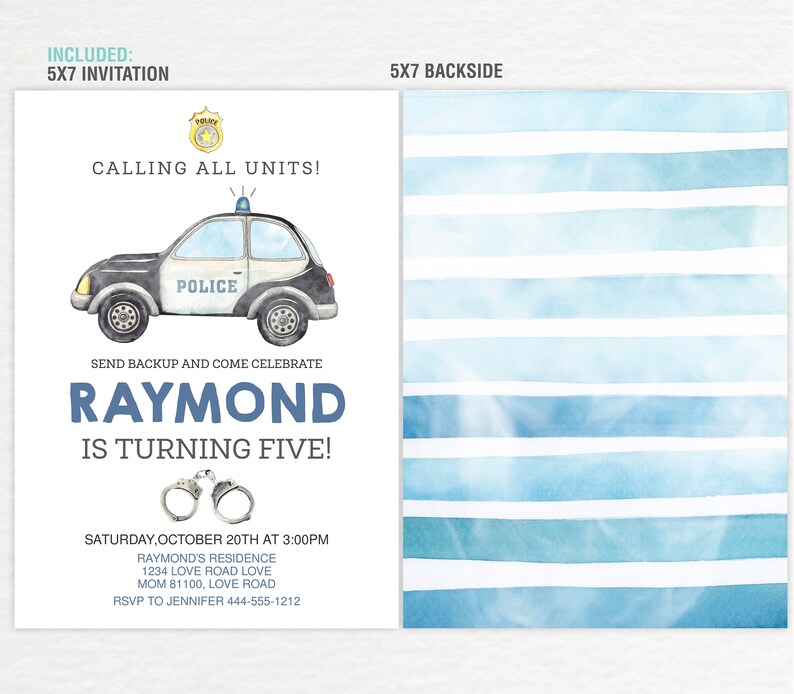 Editable Police Birthday Invitation Police Party Invite - Etsy
