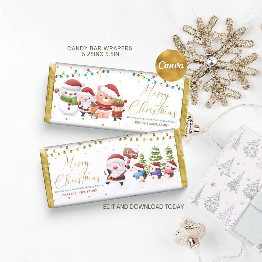 Editable Christmas Candy Bar Wrapper Template, Christmas Chocolate ...