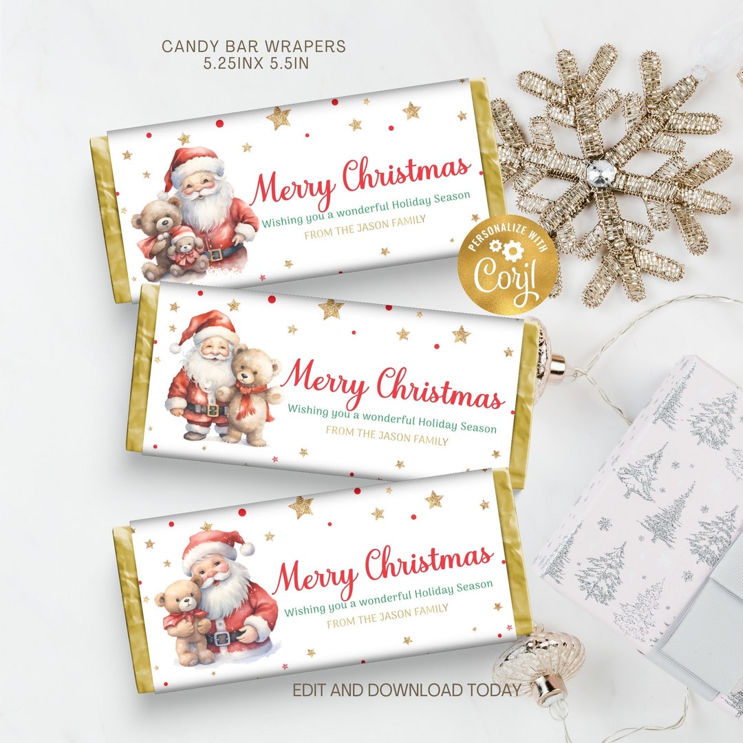 Editable Christmas Candy Bar Wrapper Template, Christmas Chocolate ...