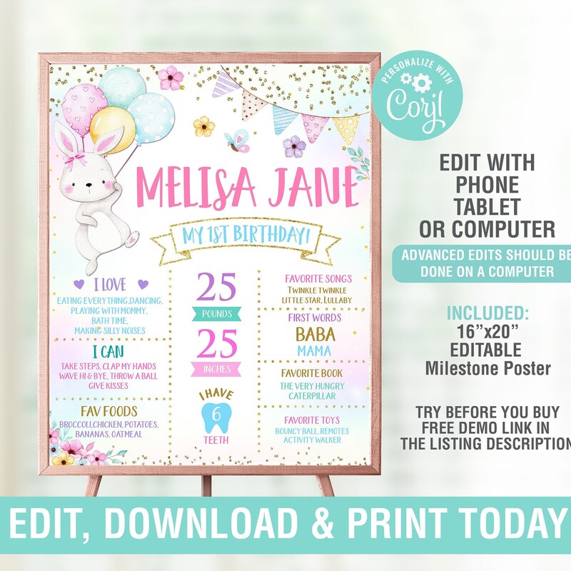 1st Birthday Poster - Etsy