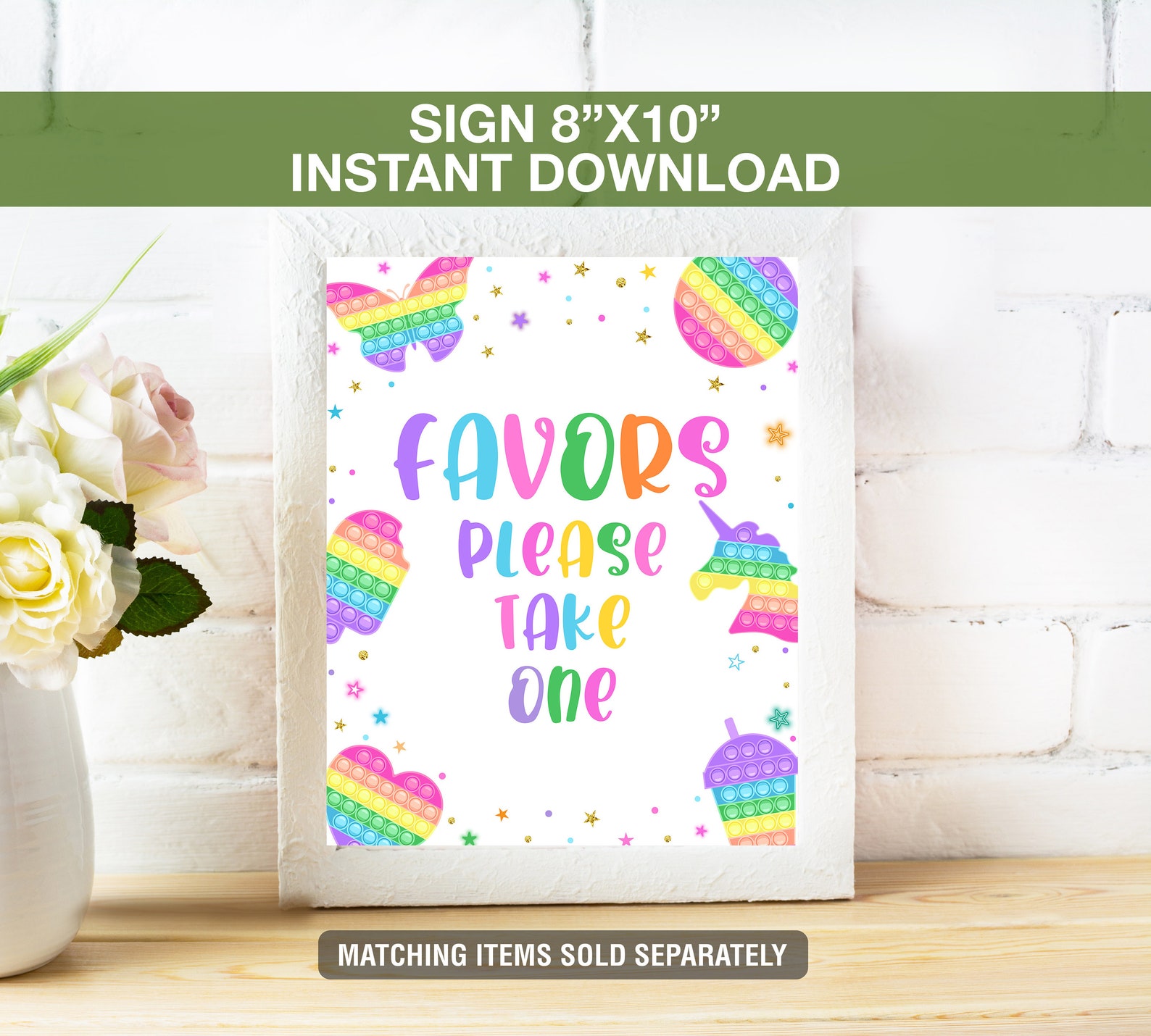 Editable Custom Pop It Party Sign Fidget Toy Birthday Favor - Etsy