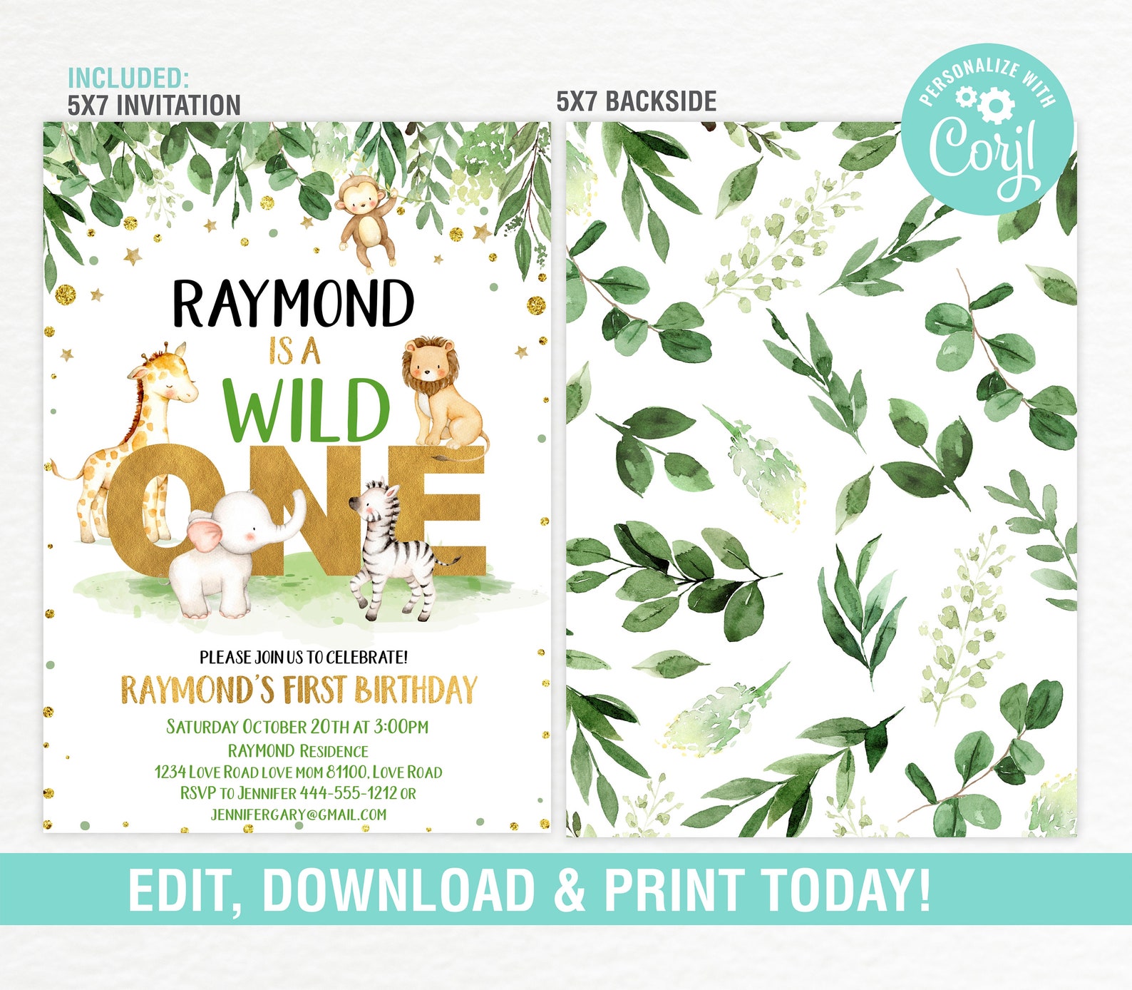 Safari Invitation Printable Safari Birthday Invitation - Etsy