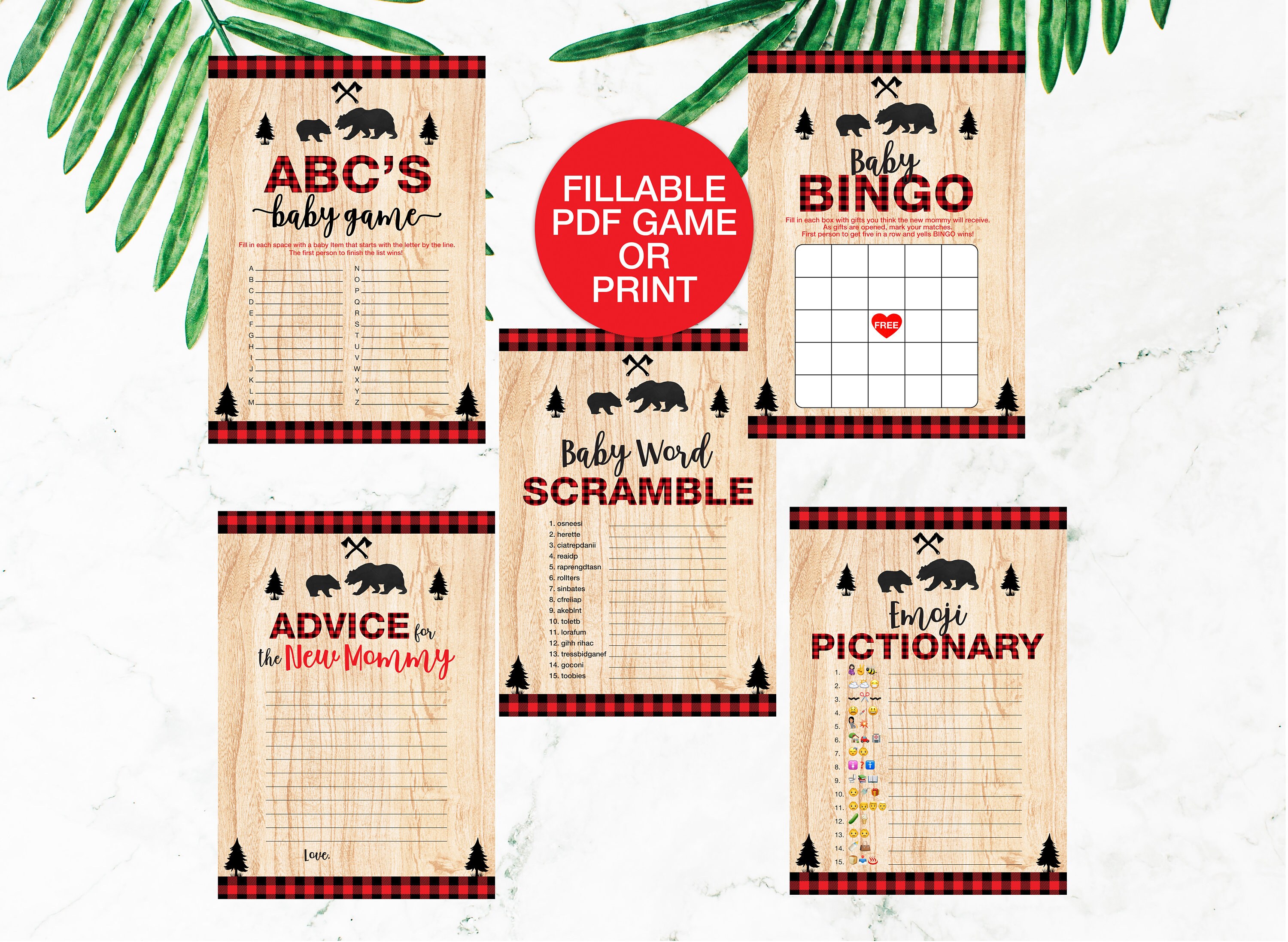 Lumberjack Baby Shower Game Bundle Fillable Lumberjack Baby - Etsy