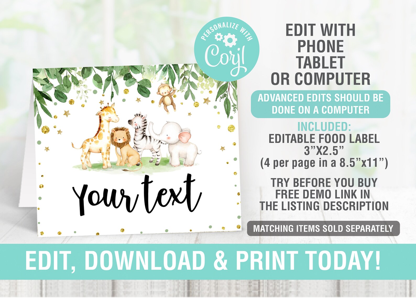 Safari Diaper Raffle Sign Printable Baby Shower Diaper - Etsy