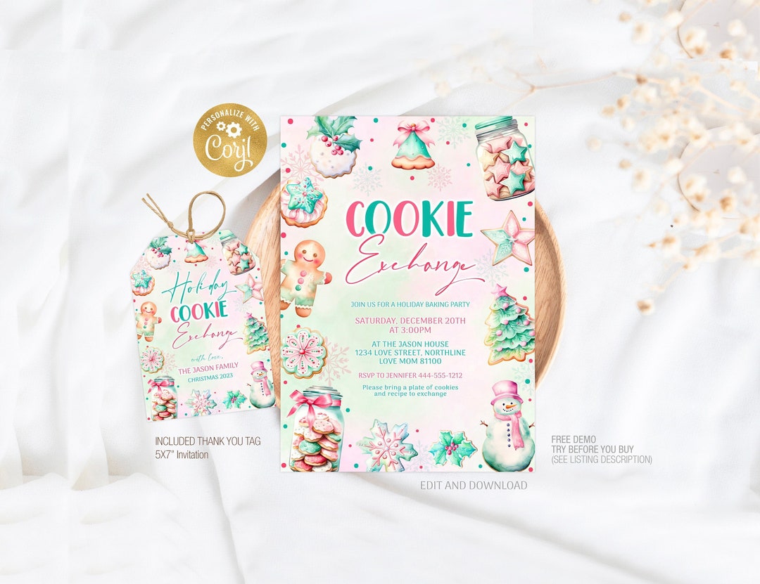 Editable Christmas Cookie Exchange Invitation, Holiday Cookie Swap ...