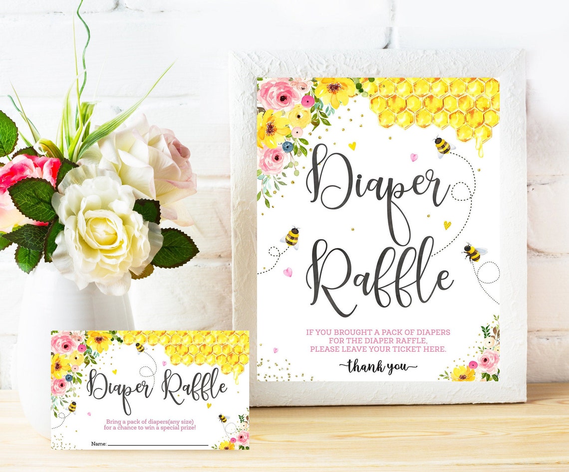 Bee Diaper Raffle Sign Honey Bee Printable Baby Shower - Etsy