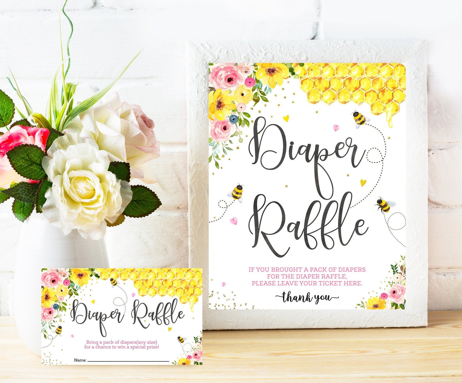 Bee Diaper Raffle Sign Honey Bee Printable Baby Shower - Etsy