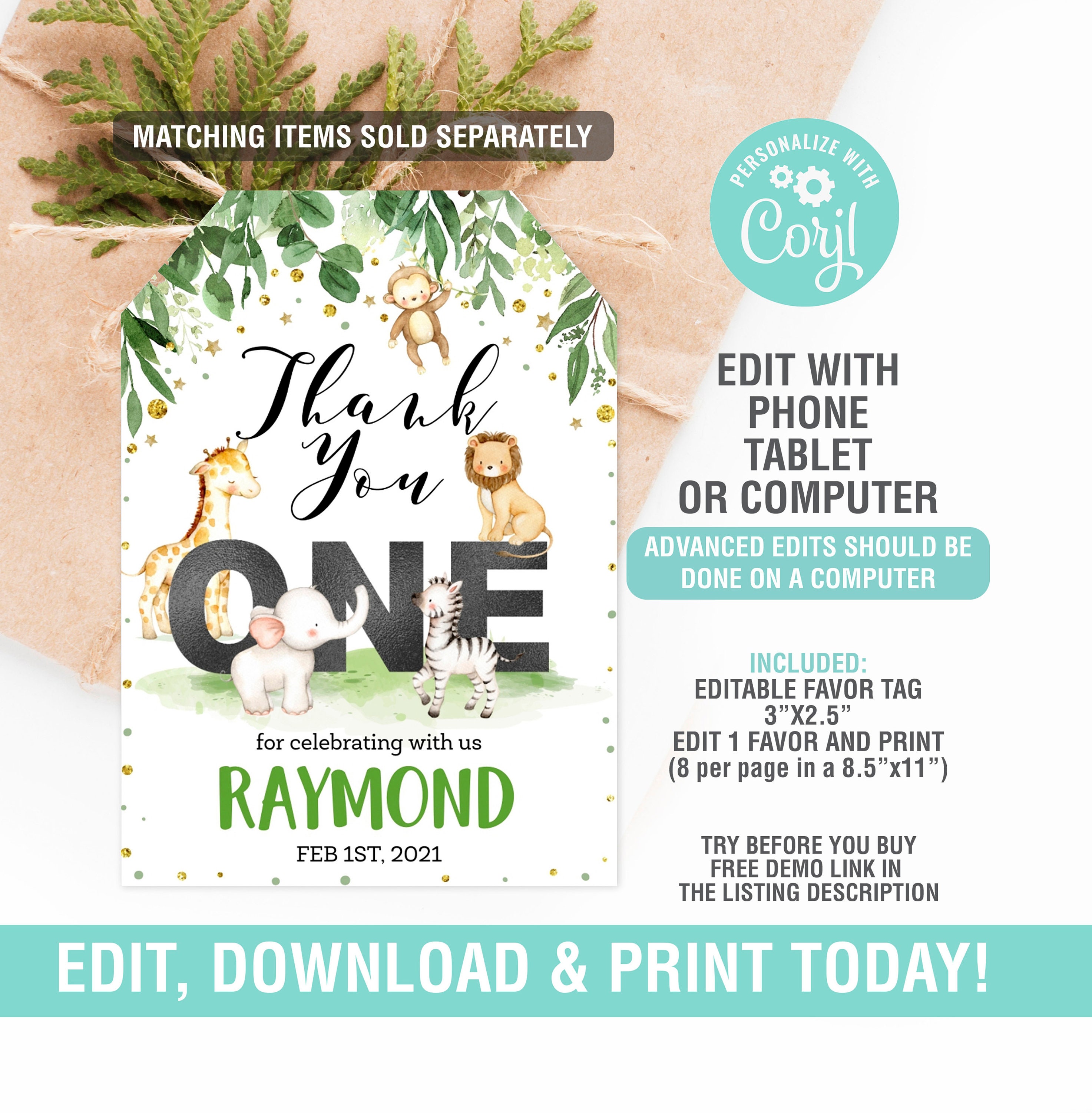 Safari Invitation Printable, Safari Birthday Invitation Editable ...
