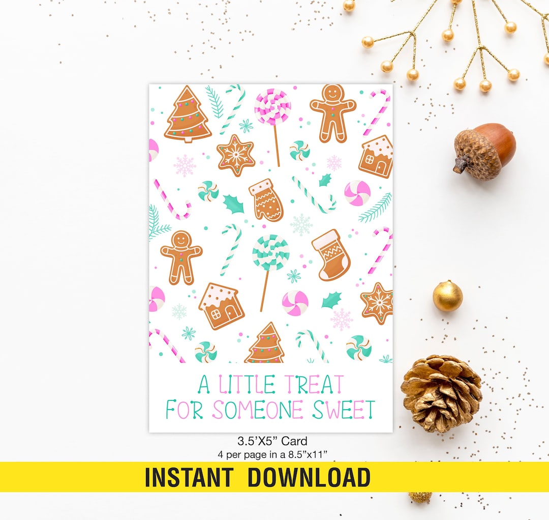 Christmas Cookie Card Printable 3.5x5, Merry Christmas Cookie Card ...