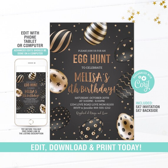 Easter Birthday Invitation EDITABLE,Peeps Easter Bunny Invite, Easter ...