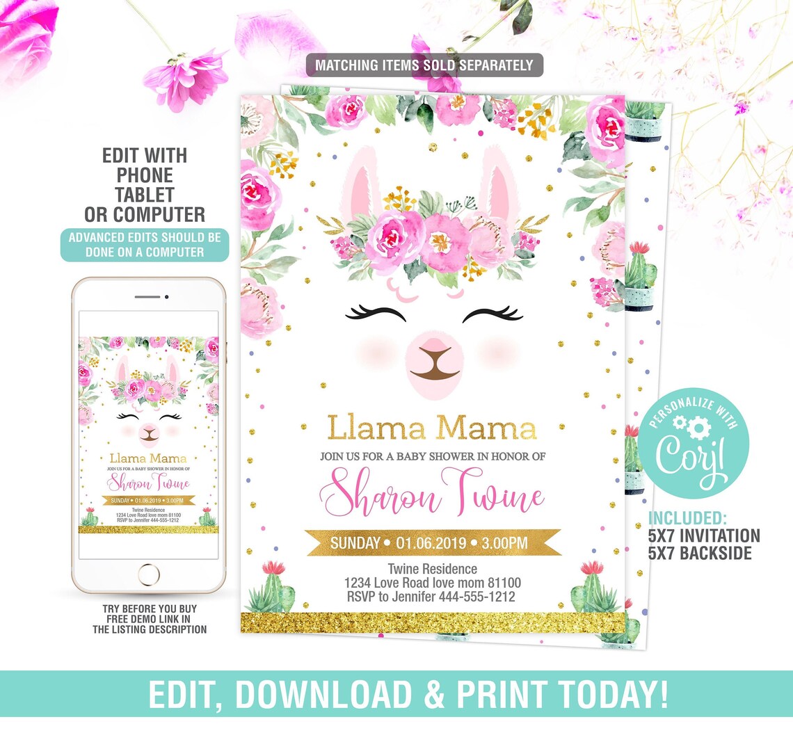 Llama Favor Tag, EDITABLE Llama Tags,thank You Favor Tags, Llama Gift ...