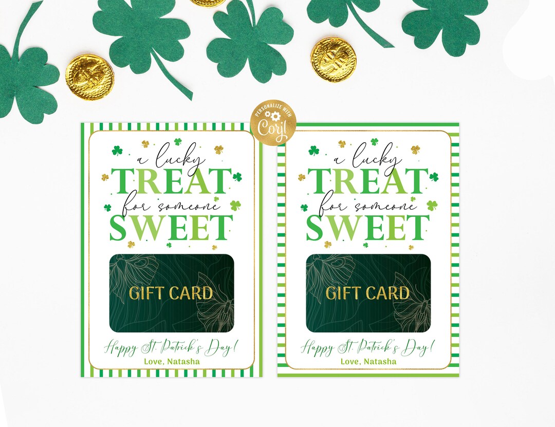 St. Patrick’s Day Gift Card Holder Editable, Lucky Treat for Someone ...