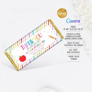 Teacher Appreciation Chocolate Bar Wrapper Editable, Appreciation Week ...