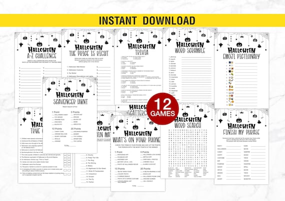 Halloween Game Bundle Halloween Game Printable Halloween - Etsy