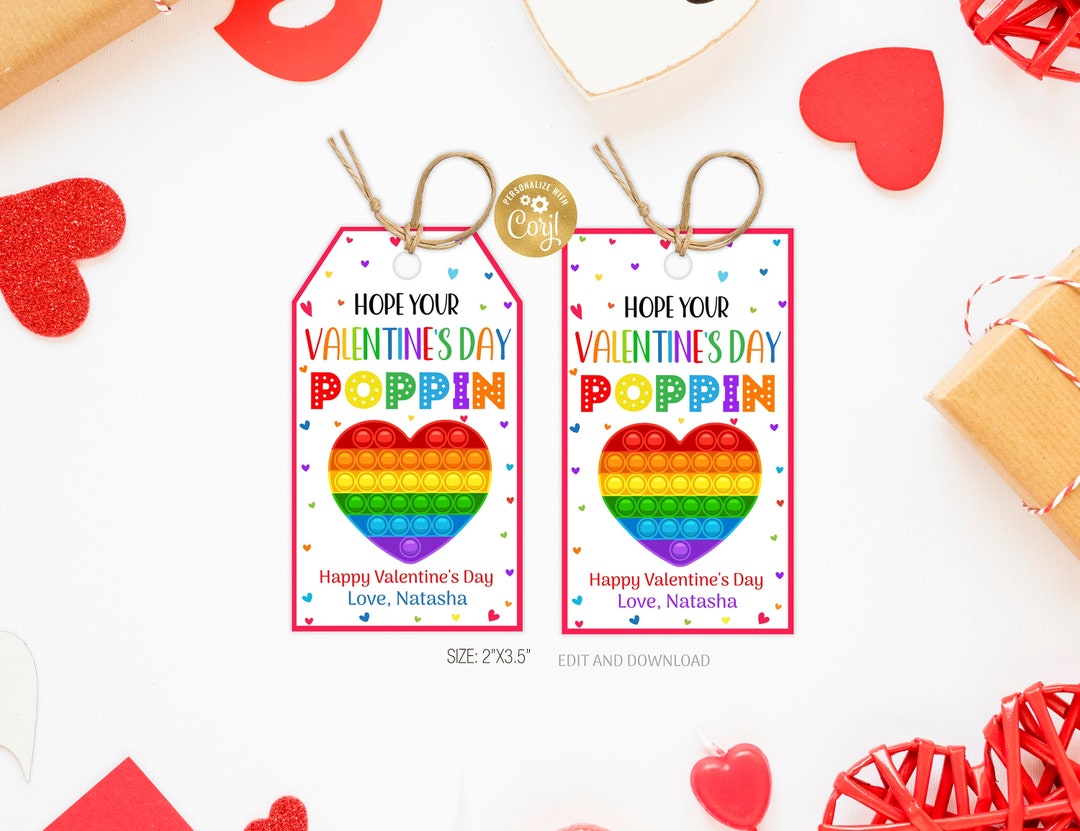 Editable Valentine Pop It Gift Tag, Poppin Valentines Day Tag Template ...