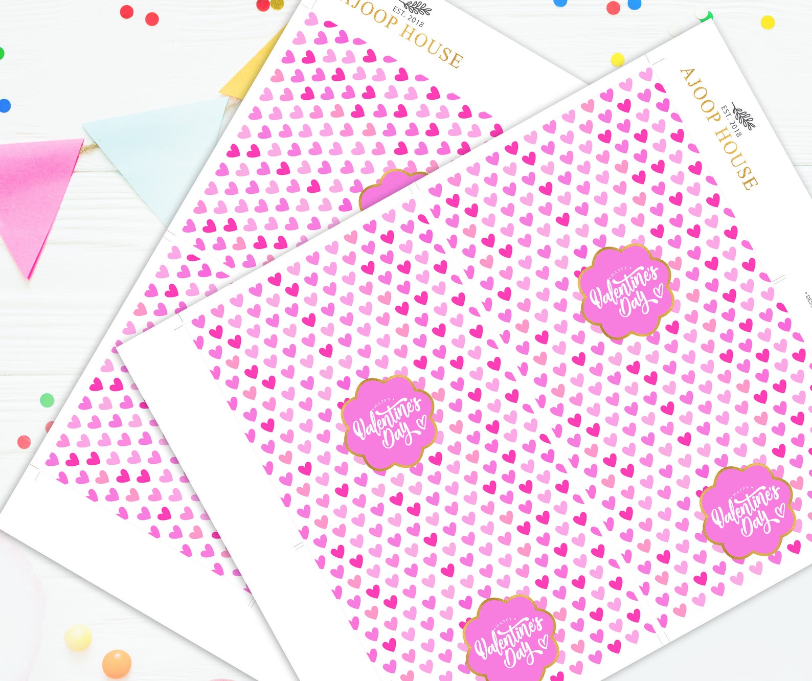 Valentine Treat Bag Toppers PRINTABLE Love Pink Treat Bag - Etsy