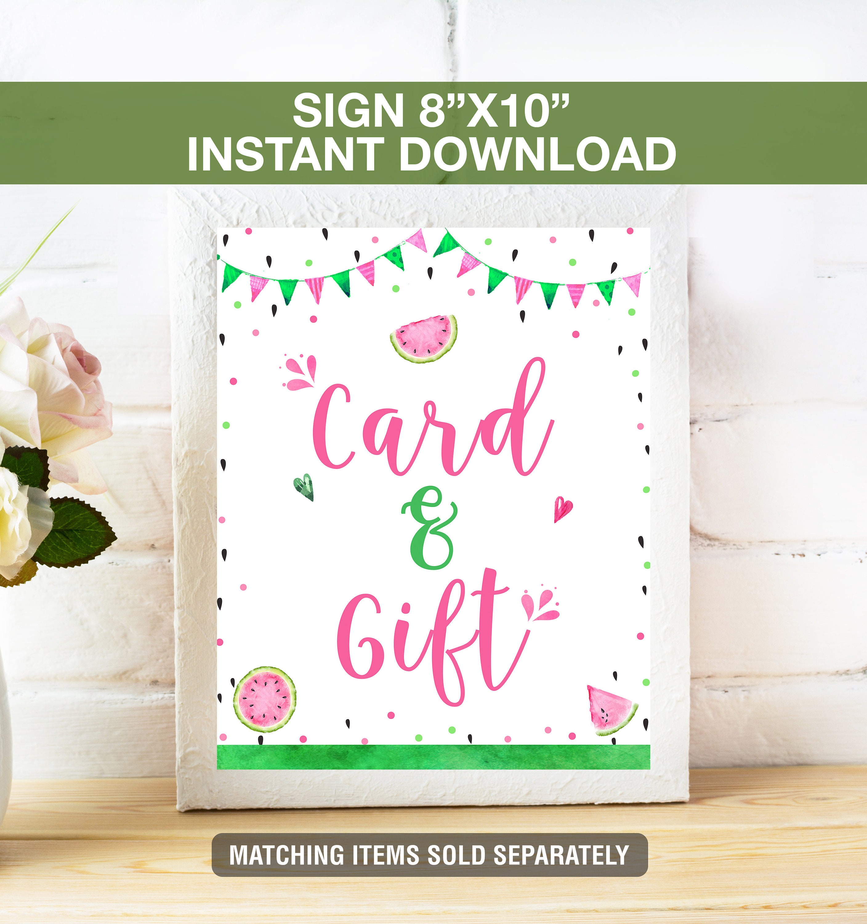 Watermelon Cards and Gift Sign Printable Watermelon Pink Gift - Etsy