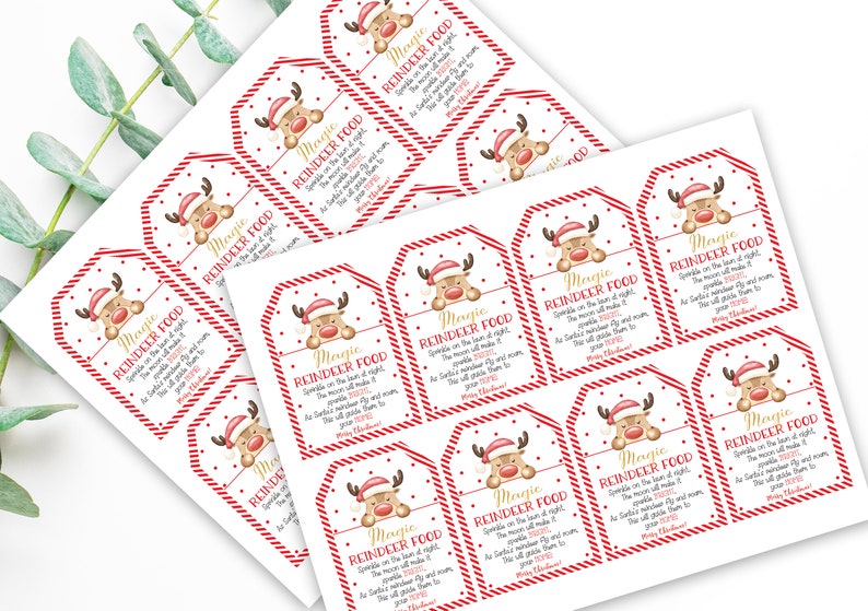 Magic Reindeer Food Label Tag Printable Christmas Gift Tag - Etsy