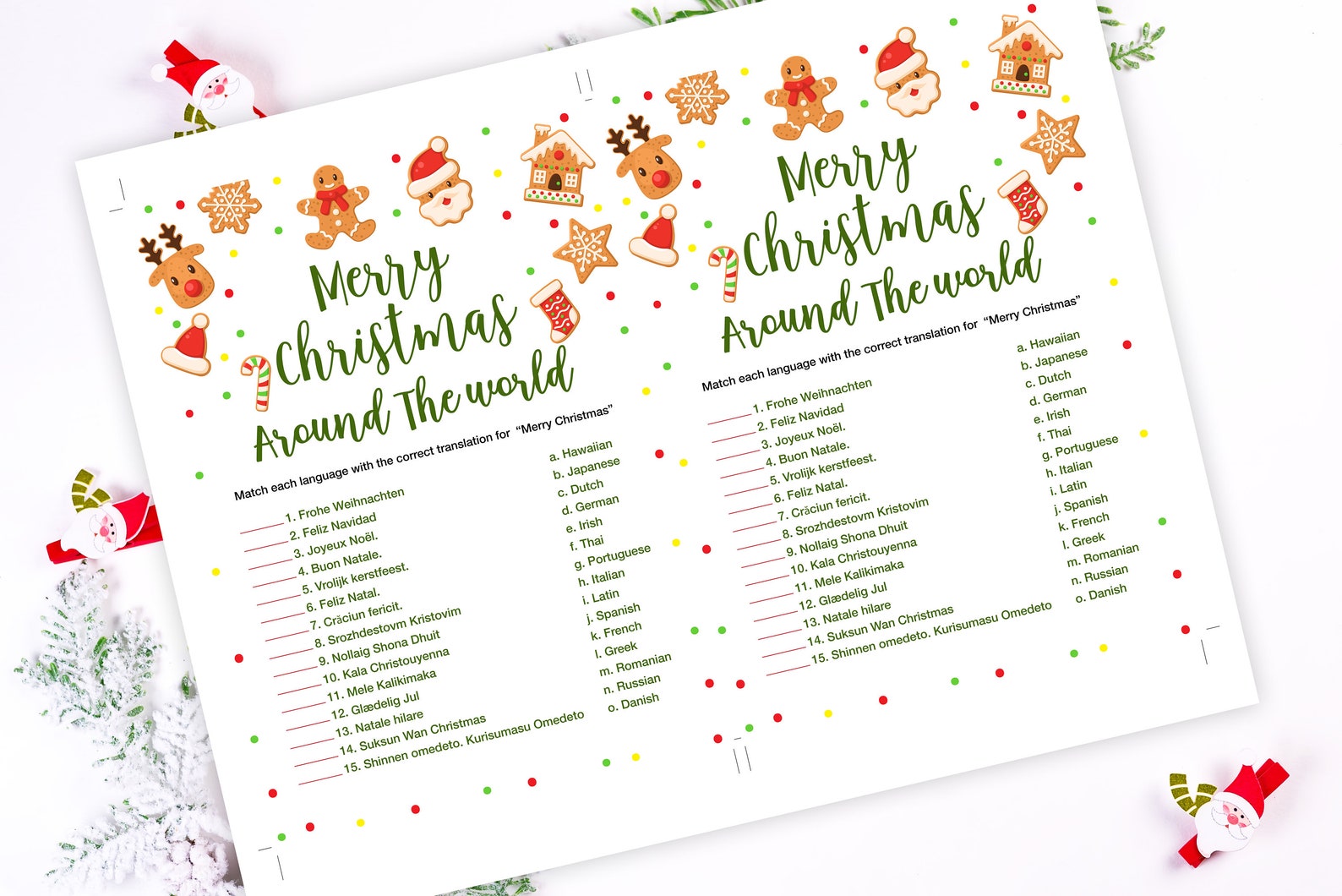 Merry Christmas Around the World Game Printable, Christmas Game for ...