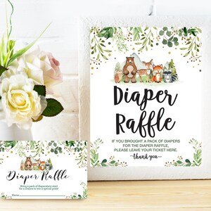 Woodland Baby Shower Diaper Raffle Sign, Diaper Raffle Ticket Sign ...
